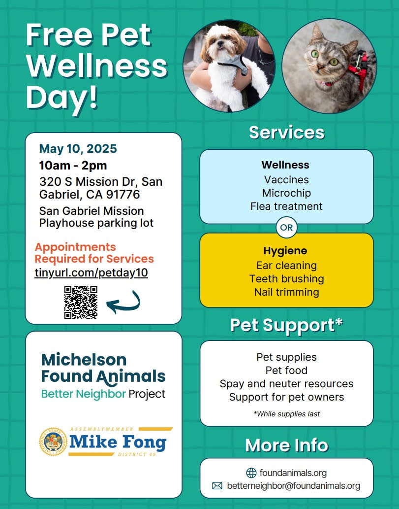 Assemblymember Mike Fong hosts FREE Pet Wellness Day! – The Los Angeles ...